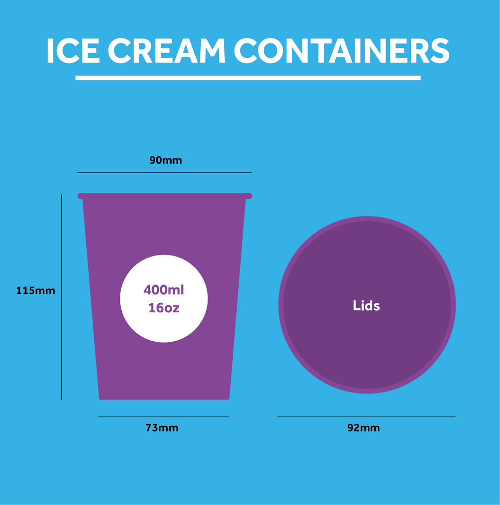 16oz Ice Cream Containers + lids - Full colour print - Ben & Jerry Sty ...