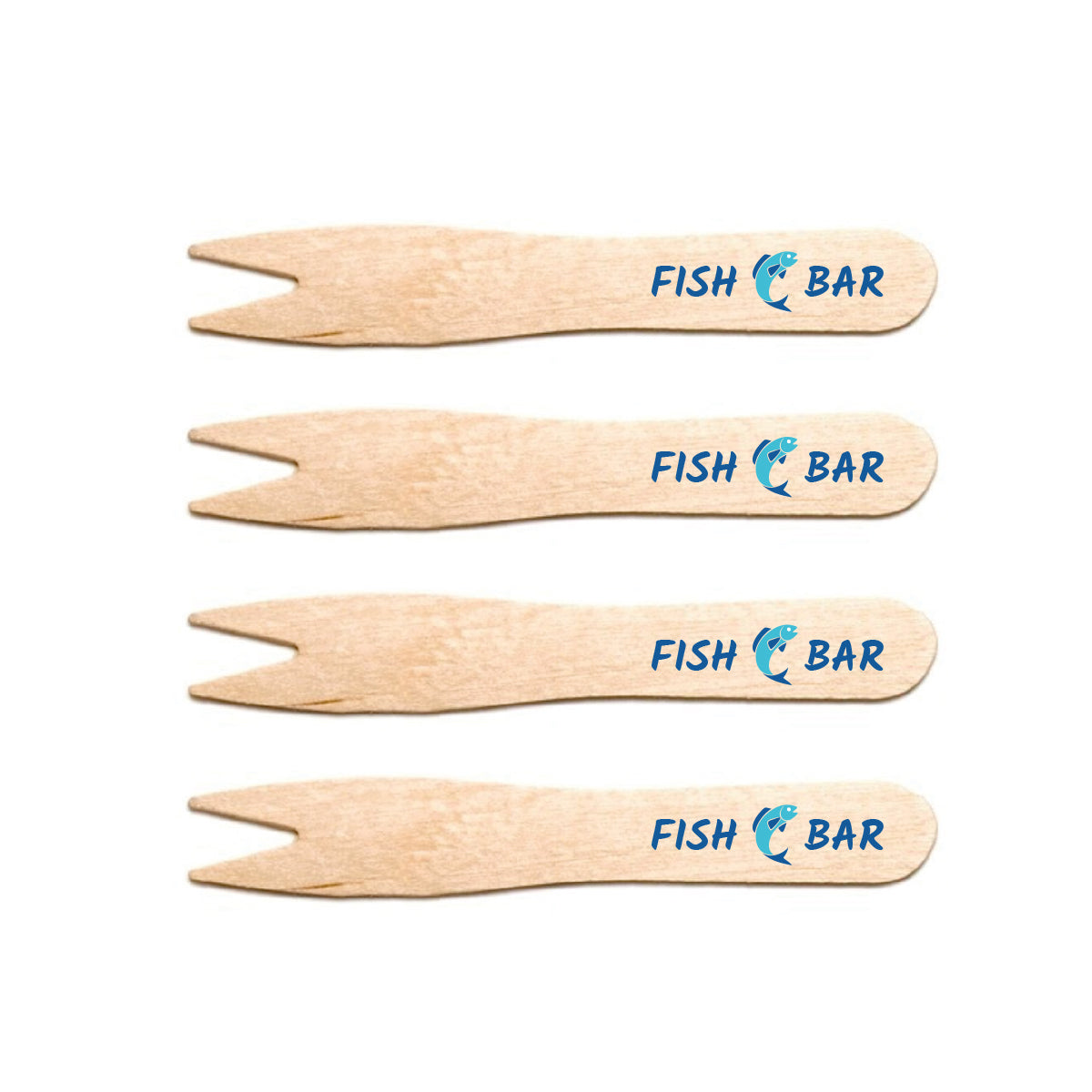 Branded cutlery - disposable wooden chip forks - PackGenie