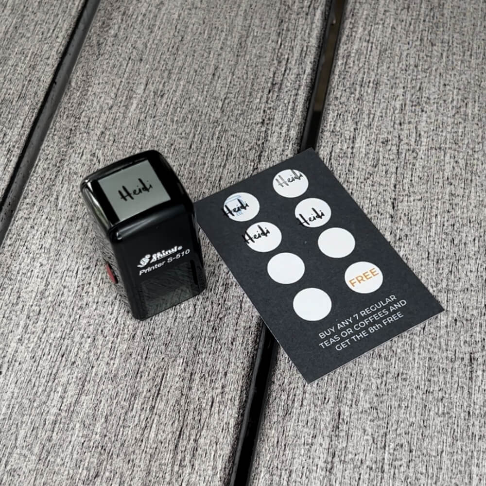 Custom Branded Loyalty Card Stamp (10x10mm) - PackGenie