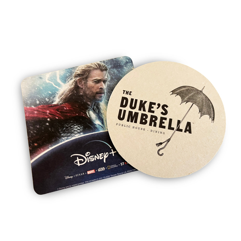 Custom Beer Mats & Coasters 94mm Round or Square - PackGenie