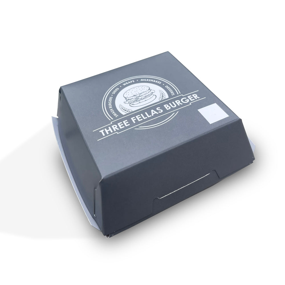 Custom Burger Boxes - Flat Pack Clamshell - PackGenie
